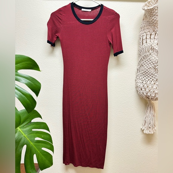 T.J.Maxx | Dresses | Tjmaxx Red And Black Striped Midi Dress | Poshmark